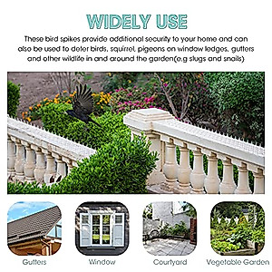 Touri 24 Pack 33ft Outdoor Transparent Clear PVC Bird Defender Spikes Strips for Indoor Outdoor use Keep Pigeon, Squirrel Off