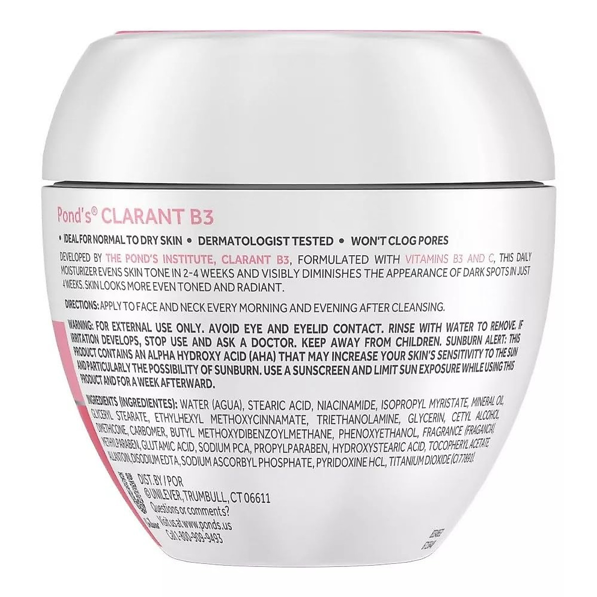 200g POND'S CLARANT B3 Lightening Face Cream W/UV Protection Normal To Oily Skin