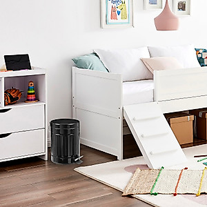 OCTMUSTARD Round Step Pet Trash with Lid,Mini Metal Pedal Bin,Small Garbage Can Wastebasket for Home,Car or Office