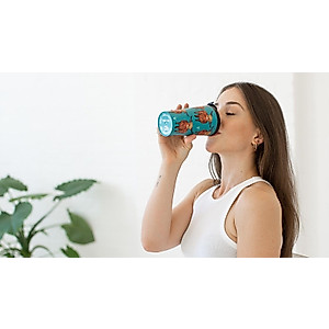 ECO CHIC Reusable Thermal Coffee Cup | Stainless Steel Insulated Travel Mug with Leakproof Lid | Eco-Friendly and Reusable for Hot & Cold Drinks (Teal Highland Cow, 380ml/13oz)