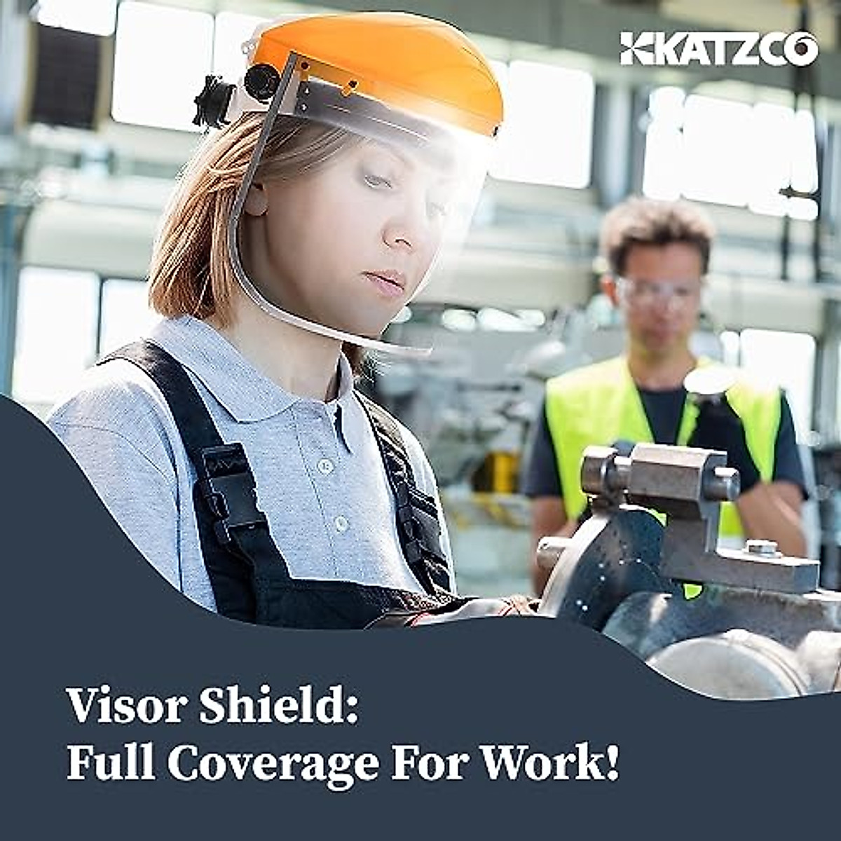 Katzco Clear Full Face Shield Visor Mask – Face And Head Coverage- Ideal For Automotive, Construction, General Manufacturing, Mining, Oil/Gas Uses