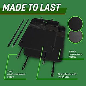 Drive Auto Kick Mats - Car Seat Back Protector, Reversible Backseat Child Kick Guard Protects Automotive Leather Fabric from Dirt - Industrial Strength Auto Mat - Black (2 Pack)