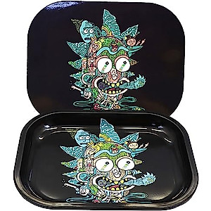 Metal Tray with Soft PVC Magnetic Lid Small Cute Decorative Tray Ideal Storage for Home or on The Go, 7" x 5.5"
