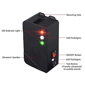 Glaobule Rodent Repellent Ultrasonic Electronic Battery Operated Pest Mouse Squirrel Repellent Ultrasonic Mice Rat Rodents Repeller with LED Strobe Lights for Indoor Use