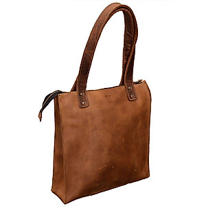 Hide & Drink, Squared Shoulder Bag, Full Grain Leather Handbag, Handmade Purse, Vintage Accessories - Single Malt Mahogany