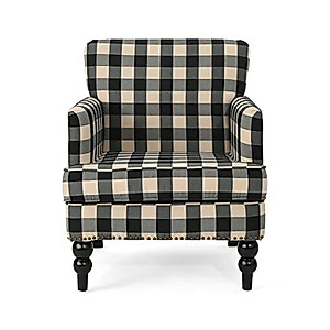 Christopher Knight Home Evete Tufted Fabric Club Chair, Black Checkerboard