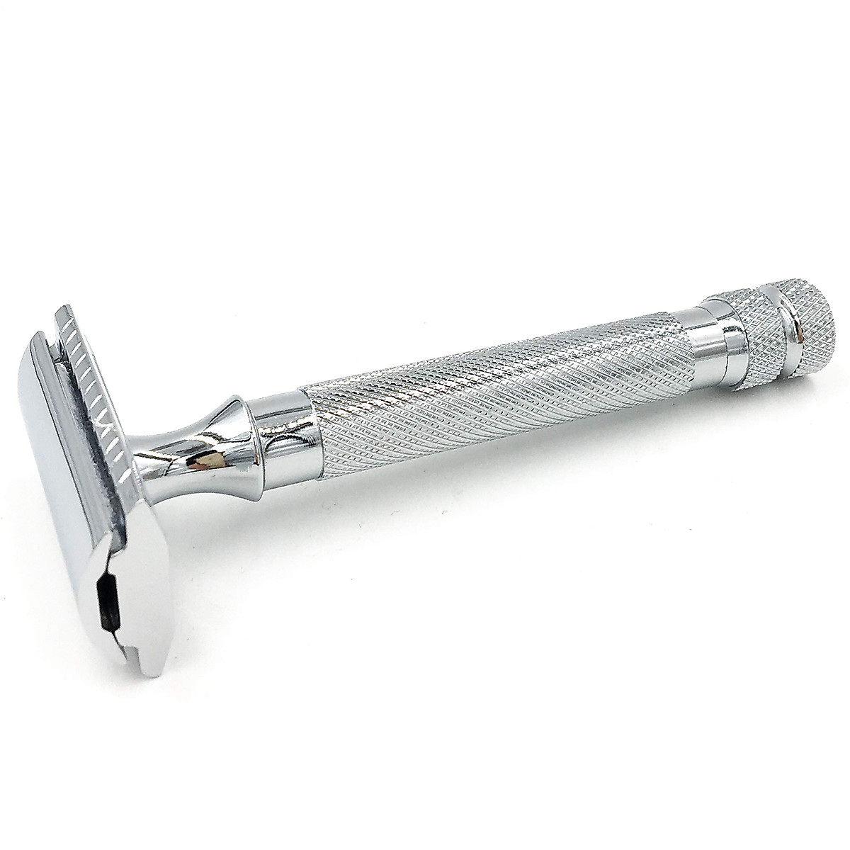 Parker 91R Double Edge Safety Razor – Three-Piece Heavyweight Safety Razor with Brass Frame & Chrome Plated Knurled Handle –5 Premium Parker Platinum Double Edge Razor Blades Included