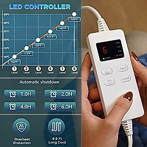 Bofypoo Weighted Heating Pad Neck and Shoulder Heating Wrap - 2.3lbs, 6 Heat Settings with LED Controller, 4 Auto Shut-Off, Machine Washable, Gifts for Women Men Mom Dad,17”X22”, Blue