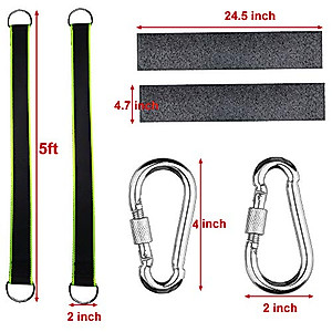 Xinlinke Tree Swing Strap Hanging Kit Holds 220lbs, Set of Two 5ft Extra Long Straps, 2 Heavy Duty Hooks, 2 Tree Protectors, Perfect for Hammocks and Most Swing Seats