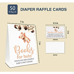 Yuansail Book Request For Baby Shower, Little Bear balloon Themed baby cards books for, Party Favors For Baby Showers Game Cards, 1 Sign & 50 Cards Per Pack – (bb012-book)