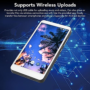 Bluetooth MP4 Player, 5 HD Full Touchscreen MP4 Player, Portable Digital HiFi Music Player with Camera, 2200mAh Battery, Support with Bluetooth Earphone Speaker Car Stereo (Black)