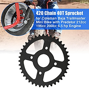 YOXUFA 40/41/420 Chain 40T Tooth Mini Bike Sprocket 40mm Bore for Coleman BT200X CT200U CT200U-EX Baja Warrior TrailMaster Massimo MB165 MB200 Predator 212 196cc 200cc 6.5hp Powersports Go Kart Parts