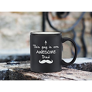 One Awesome Dad Funny Coffee Mug - Best Dad Gifts from Daughter, Son, Wife - Unique Gifts for Dad, Men - Cool Birthday Present Ideas for Husband, Father, Him - Novelty Dad Mug, Fun Cup (Matte Black)