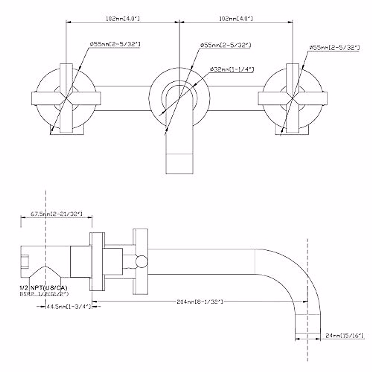 sumerain Matte Black Bathroom Faucet,Wall Mount Black Bathroom Faucets and Rough-in Valve Included