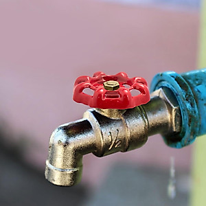 DC,CLISENCE 2PCS Metal Outdoor Faucet Handles, 6 x 6 mm Square Stem Hole Water Valve Handle, Rustproof Round Wheel Hose Bib Water Spigot Replacement Handle for Garden Home - Red