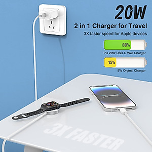 for Apple Watch Charger with USB C Charger, 2 in 1 iWatch & iPhone Charger Fast Charging, 6FT Magnetic Smart iWatch Charger Cable for Apple Watch Series 9/SE/8/7/6/5/4/3/2/1/ultra & iPhone 14/13/12