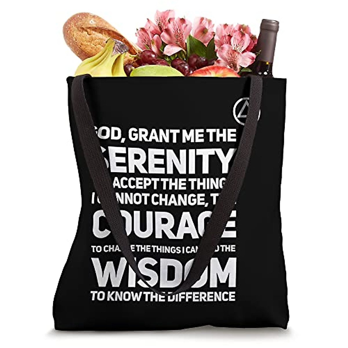 SERENITY PRAYER WITH AA LOGO ALCOHOLICS ANONYMOUS Tote Bag