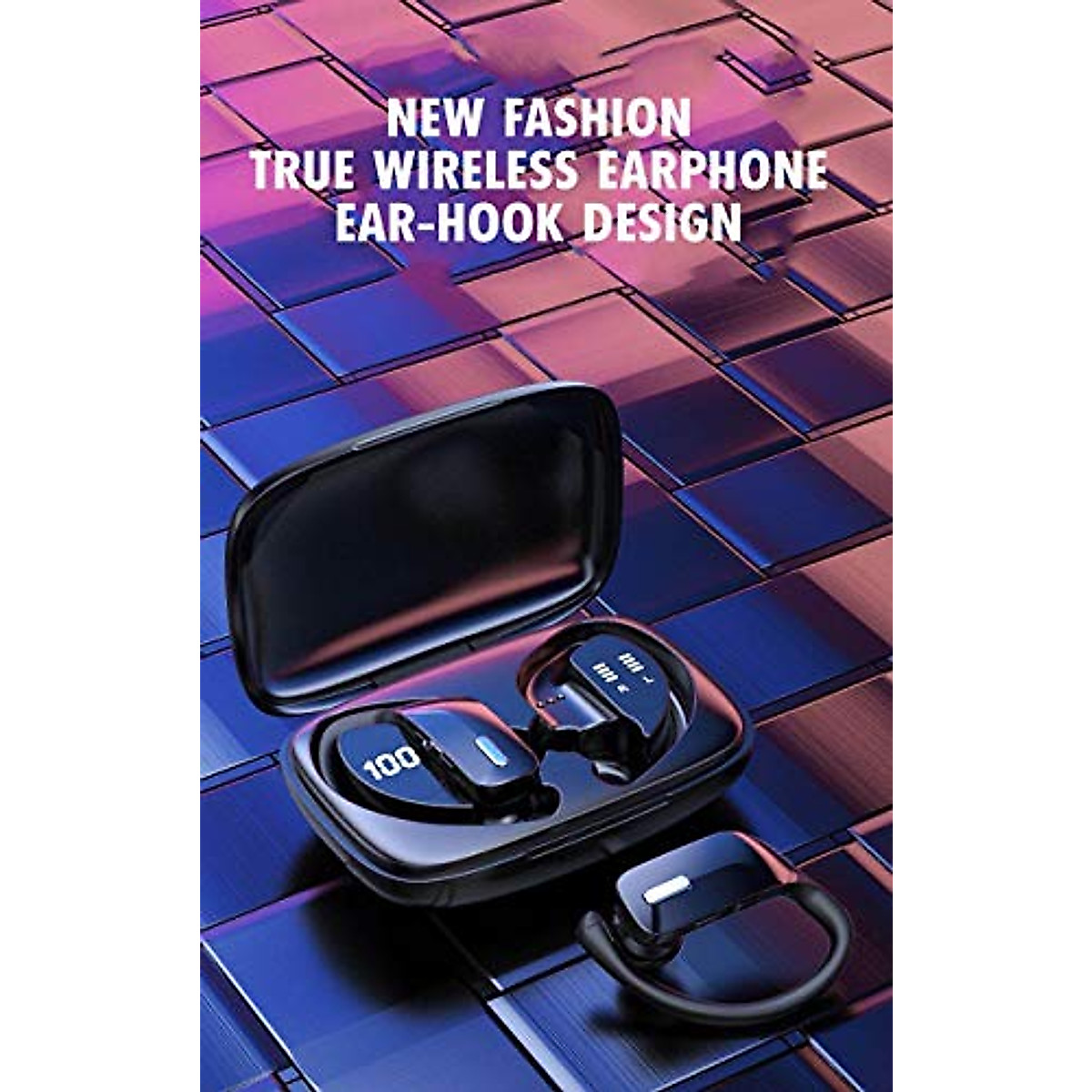 Wireless Earbuds Bluetooth Headphones Earphones in Ear with Microphone LED Display for Sports Running Workout Black