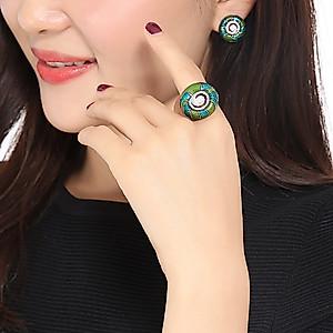 Mytyts Enamel Statement Rings for Women Fashion Crystal Cocktail Anniversary Rings (multicolor, 6)