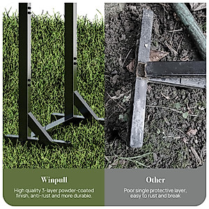 Winpull Garden Hose Holder Water Hose Holder with 4 Spikes, Freestanding Hose Hanger Outdoor Hold Stand Heavy Duty 6 Hooks Metal Garden Hose Storage Hose Reel Rack for Outside (Black)