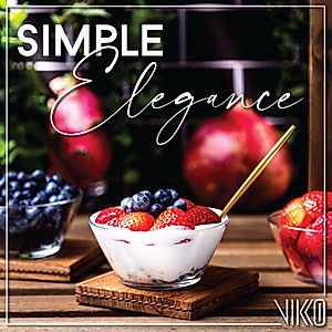 Vikko Glass Bowls, Set of 6, Glass Dessert Bowls, 7 Ounce Glass Dish for Dessert, Candy, Kitchen Prep, Dishwasher Safe