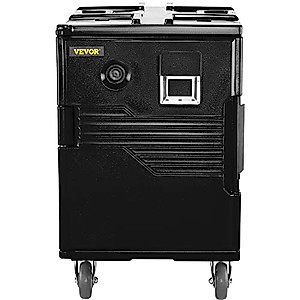 VEVOR Insulated Food Pan Carrier, 82 Qt Capacity Hot Box, Food-Grade LLDPE Material, Front Loading Portable Food Warmer w/Handles, End Loader w/Wheels for Restaurant, Canteen, etc. Black