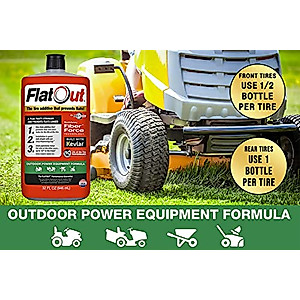 FlatOut Tire Sealant Outdoor Power Equipment Formula - Prevent Flat Tires, Seal Leaks, Contains Kevlar, 32-Ounce Bag, 4-Pack