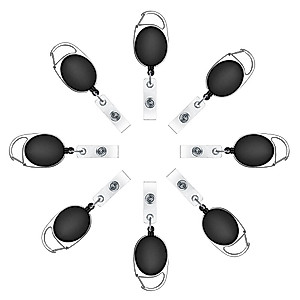 Selizo 10pcs Retractable Badge Holders Retractable ID Badge Clips Badge Reels Retractable with Carabiner Reel Clip