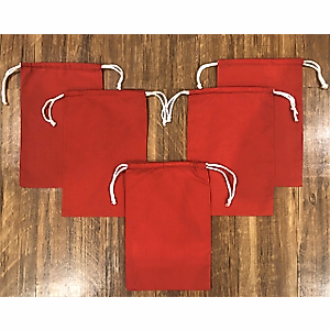 Reusable Eco friendly RED COLOR Cotton Thick Double Drawstring Muslin Bags "premium quality"-25 count pack (8 x 10)
