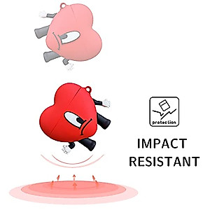 Bad& Bunny Merch,Case for AirPods 1&2, un Verano sin ti Cartoon Cute Design Soft Protective Cover with Keychain Compatible with AirPods 1st and 2nd for Women and Man (Red Heart)