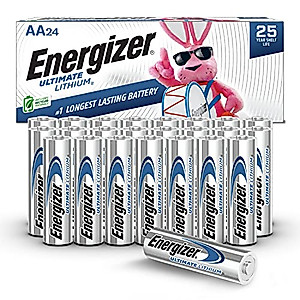 Energizer AA Lithium Batteries, World's Longest Lasting Double A Battery, Ultimate Lithium (24 Battery Count)