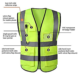 Tydon Guardian Reflective Safety Vest for Women Men High Visibility Security With Pocket Zipper Front Meet ANSI/ISEA Standard