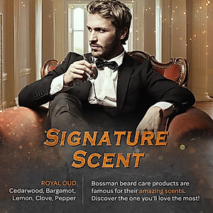 Bossman Hair & Beard Pomade - All Day Hold, Control and Moisturizing Hair, Beard and Moustache Styling Product - Natural Strong Hold Pomade - Made in USA (Royal Oud Scent)