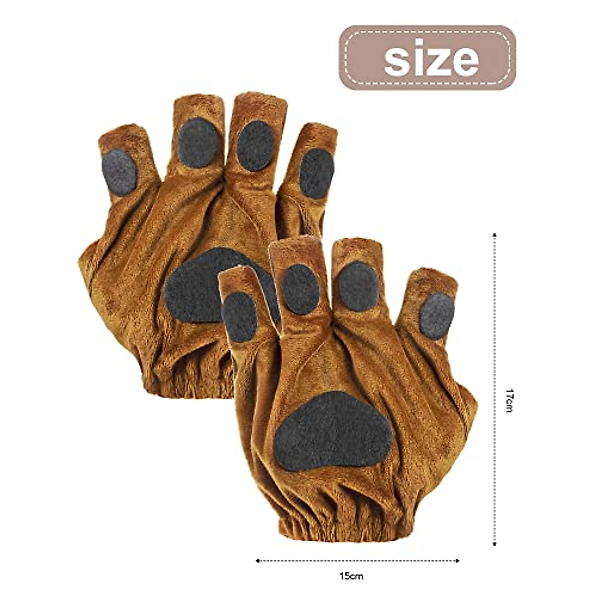 5 Pieces Puppy Dog Costume Set Included Dog Ears Headband Bowtie Fake Nose Tail Puppy Paw Gloves Animal Costume Accessories for Halloween Cosplay Party (Light Brown) Medium