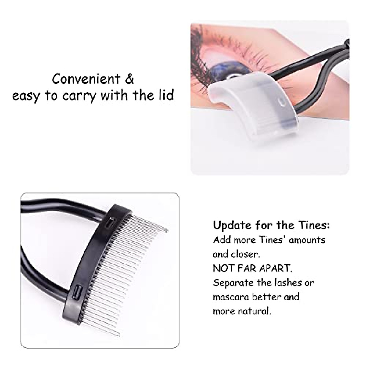 Eyelash Comb Eyebrow Brush MSQ Eyelash Separator Mascara Applicator Eyelash Definer With Comb Cover Arc Designed Cosmetic Brushes Tool Black (1PCS)