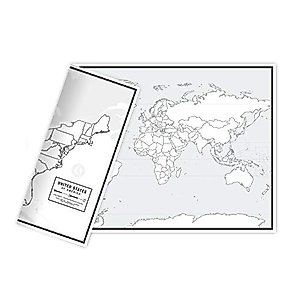 Educational Blank Outline Maps, 2-Sided World & US, 17” x 11”, 50-Pack | Great Blank Map Worksheets for Classroom or Home Study | Laminated Answer Sheet Included | Map Packs are Perfect Desk Size
