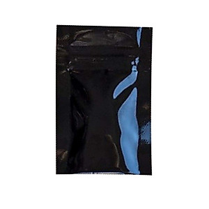 PouchWorth 50 Pack Glossy Black Mylar Nylon 4 Mil 2" × 3" Stand Up Food Pouch Zip Lock Smell Proof Bags