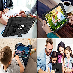 TIMISM Case for iPad Mini 1 2 3 with Kickstand, 3 in 1 Heavy Duty Shockproof Hybrid Three Layer Protective Cover for iPad Mini 1st 2nd 3rd Generation, Black