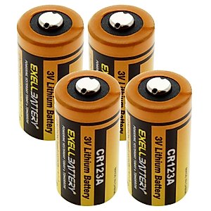 (4-Pack) 3.0V Exell EB-CR123A Lithium Battery | Highest Capacity ON The Market 1700mAh| Fits Honeywell 5816, 5816MN, 5819, 5815, 5817CB, 5817 Replaces VL123A EL123A, EL123AP, VL123A, CR123