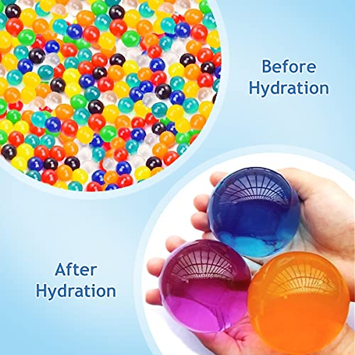 500PCS Large Water Gel Beads, Jumbo Water Growing Balls for Kids Non Toxic Sensory Playing ,Giant Water Jelly Pearls Rainbow Mix for Plants Vase Filler,Wedding Home Decoration （Color mixing-500Pcs）