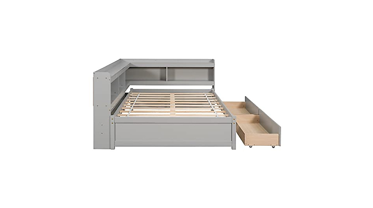 JIVOIT Full Size Captain Platform Bed with Storage
