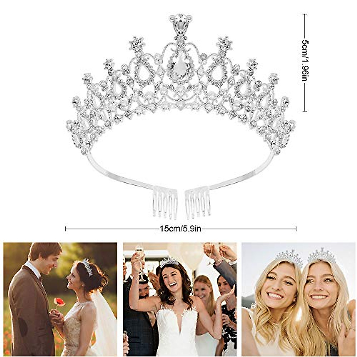 NODG Silver Tiaras and Crowns for Women Crystal Silver Crowns for Women Crowns and Tiaras Hair Accessories for Wedding Birthday Tiaras Princess Crowns and Tiaras for Bride