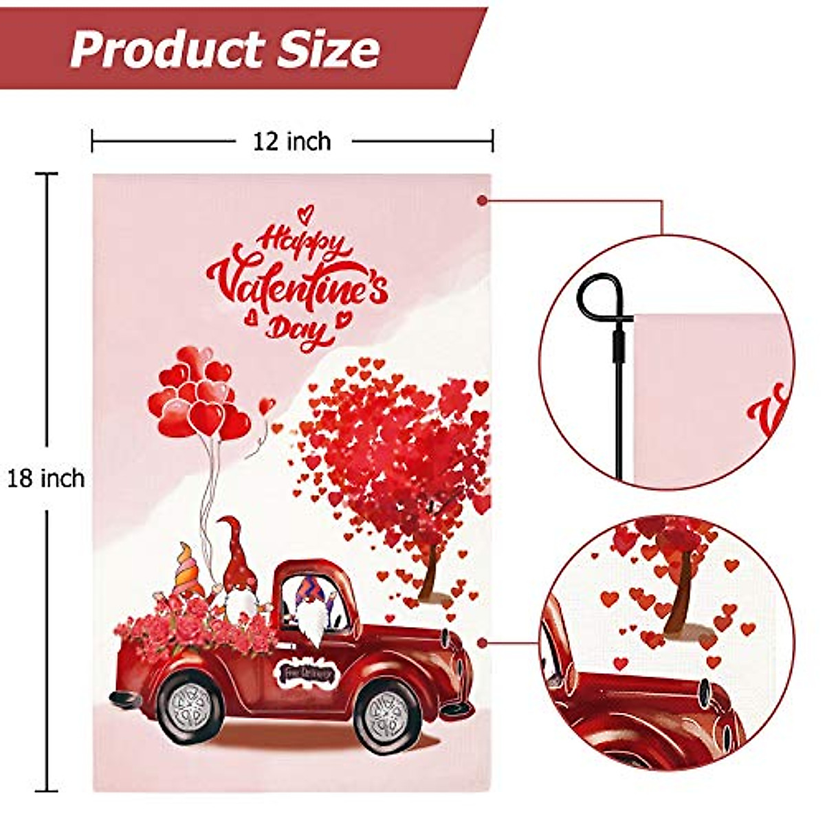 Tatuo 2 Pieces Valentine's Day Garden Flag 12 x 18 Inch Valentine Gnome Welcome Flag for Outside Yard Anniversary Wedding Farmhouse Decoration