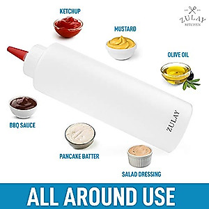 Zulay 2 Pack Condiment Squeeze Bottle - 17oz Plastic Squeeze Bottles With Caps - Sauce Bottle With Wide Mouth & Small Pointed Nozzle for Ketchup, Mustard, Olive Oil, Glue, and More