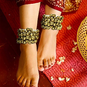 Kathak Ghungroo Pair, (25+25) (14 No. Ghungroo) Big Bells Tied with Cotton Cord Indian Classical Dancers Anklet Musical Instrument (100+100 BELLS)