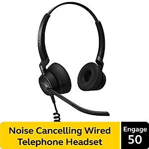 Jabra Engage 50 Wired Headset, Stereo – Telephone Headset with 3-Microphone System, Blocks Out Background Noise for Increased Agent Focus, Call Center Headset Features Enhanced Hearing Protection