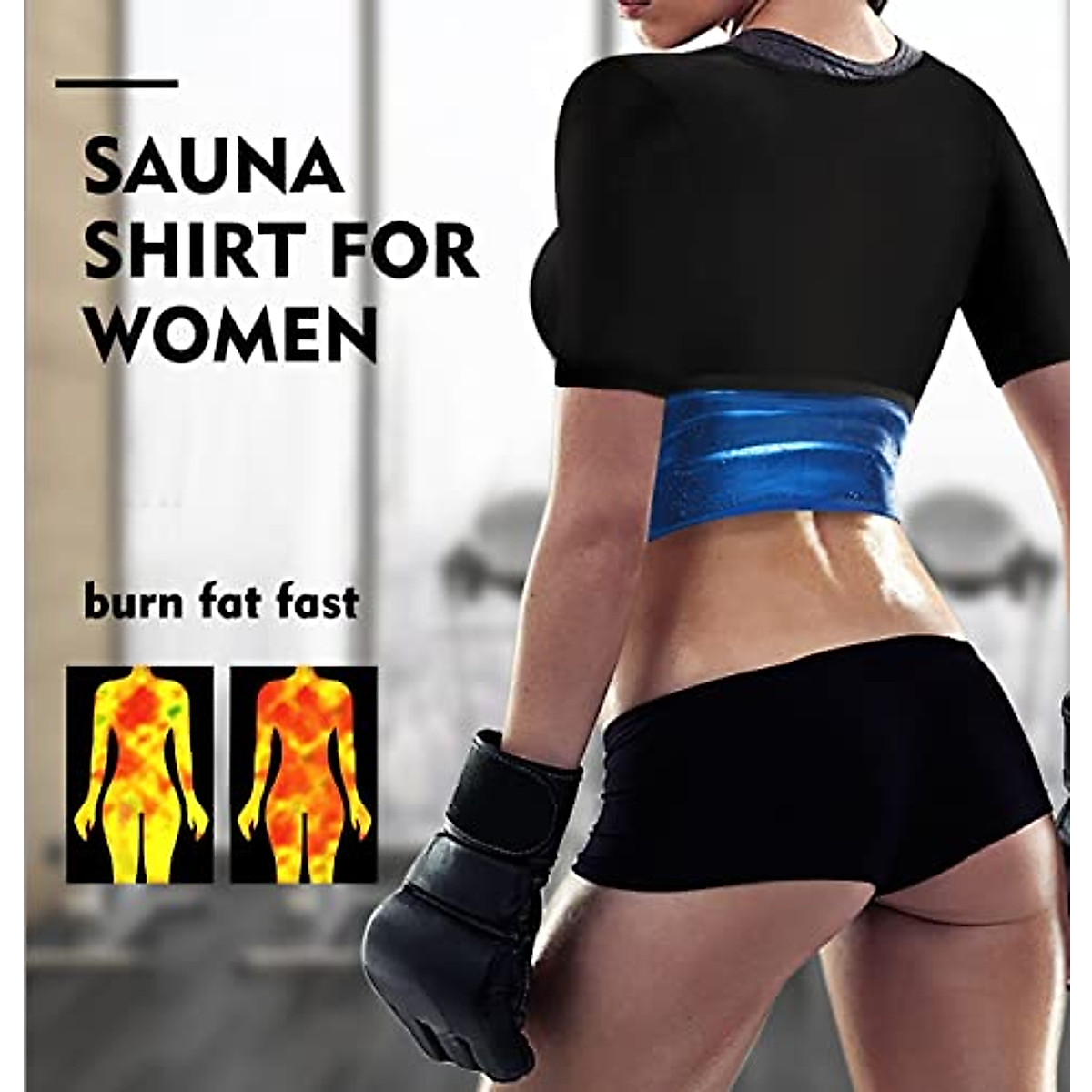 DYUAI Sauna Shirt for Women Weight Loss Sauna Suit for Women Waist Trainer Sweat Vest Workout Body Shaper Zipper(6005-01-S)