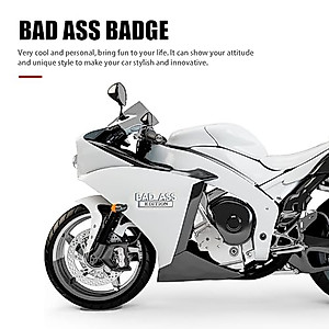 Hawyet 1 PC Car Fender Badge Sticker, 3.93" x 1.33" Bad Ass Edition Zinc Alloy 3D Engine Hood Decal, Universal Body Decoration Modification Accessory, Suitable for Most Car Models (Silver & Black)