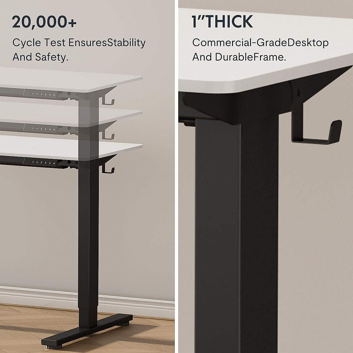 FLEXISPOT 55 x 28 Inches Electric Stand Up Desk Workstation Home Office Computer Standing Table Height Adjustable Desk (Black Frame + 55" White Top, 2 Packages)