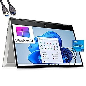 HP Pavilion x360 2-in-1 14" FHD Touchscreen Laptop Computer, Intel Quad-Core i5-1135G7 up to 4.2GHz (Beat i7-1065G7), 16GB DDR4 RAM, 1TB PCIe SSD, WiFi 6, Silver, Windows 11, BROAG Extension Cable